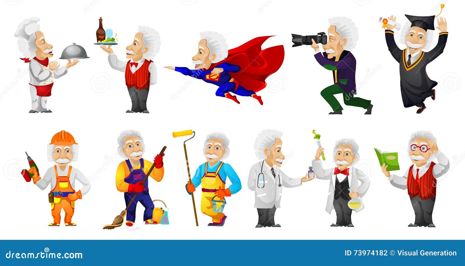 Vector Set Of Gray-haired Old Man Illustrations. | CartoonDealer.com ...