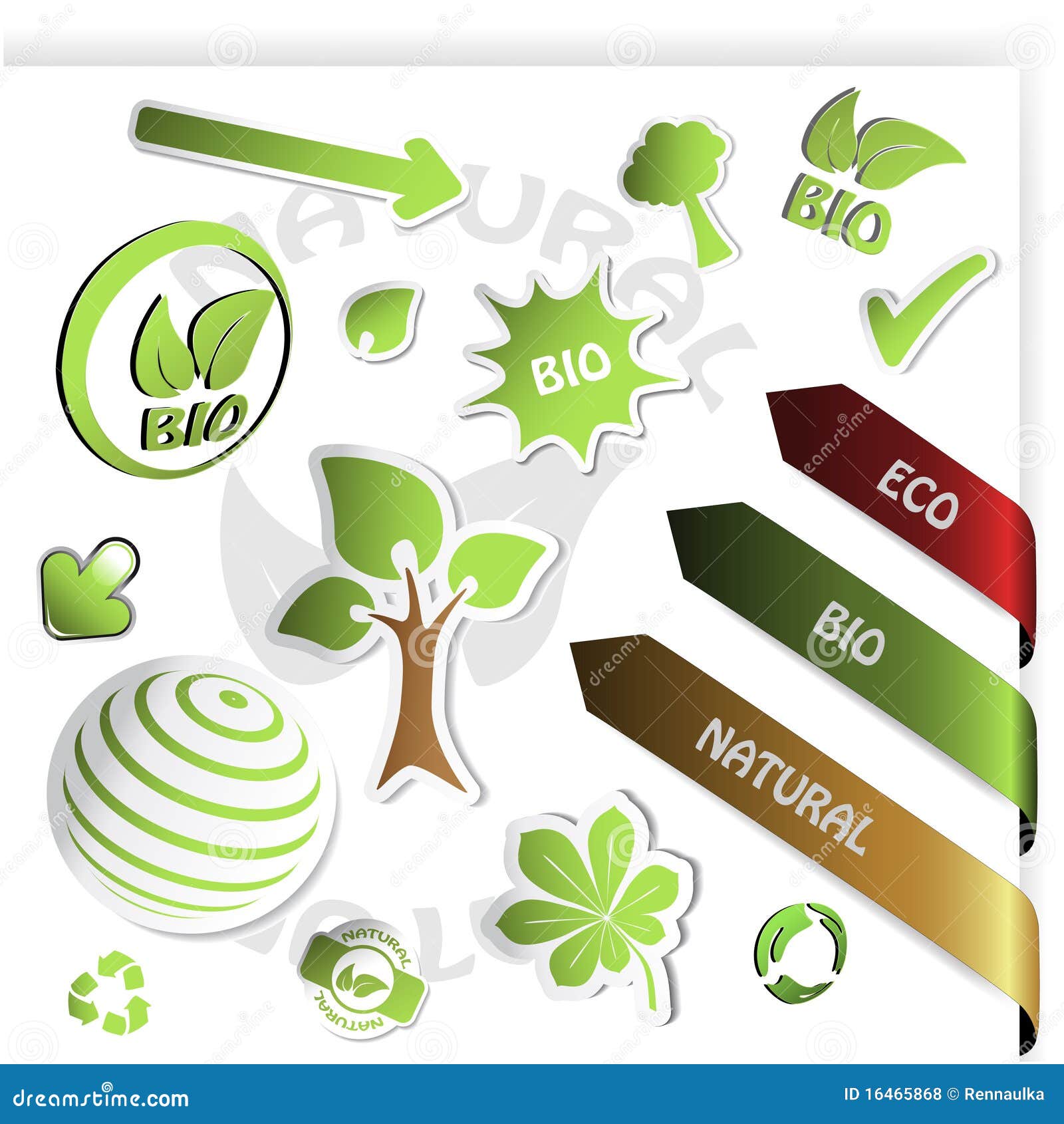 Vector Set of Green Stickers Stock Vector - Illustration of herbal ...