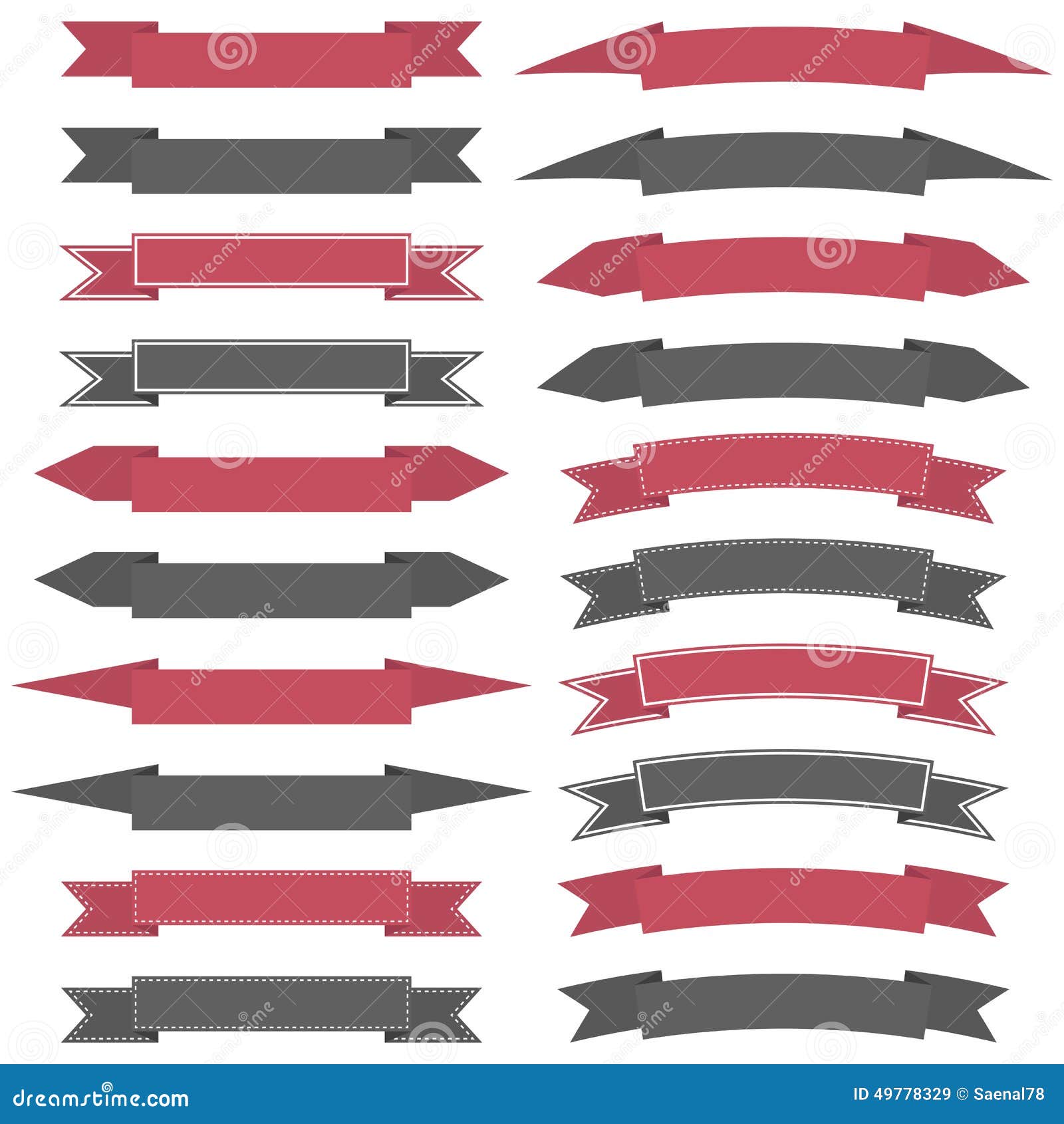 Vector Set of Grey and Red Ribbons Stock Vector - Illustration of ...