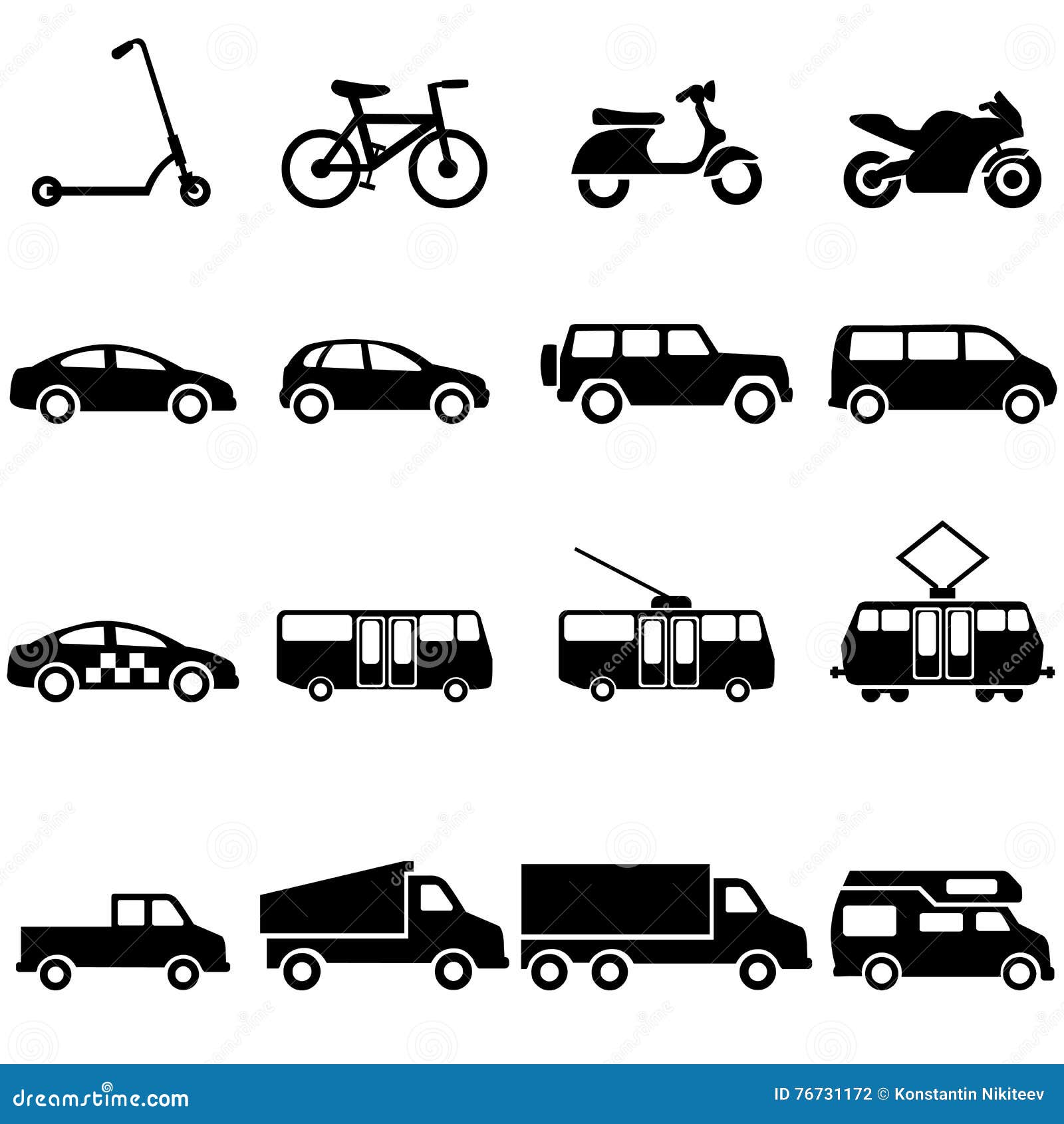 Vector Set of Ground Transportation Icons Stock Vector - Illustration ...