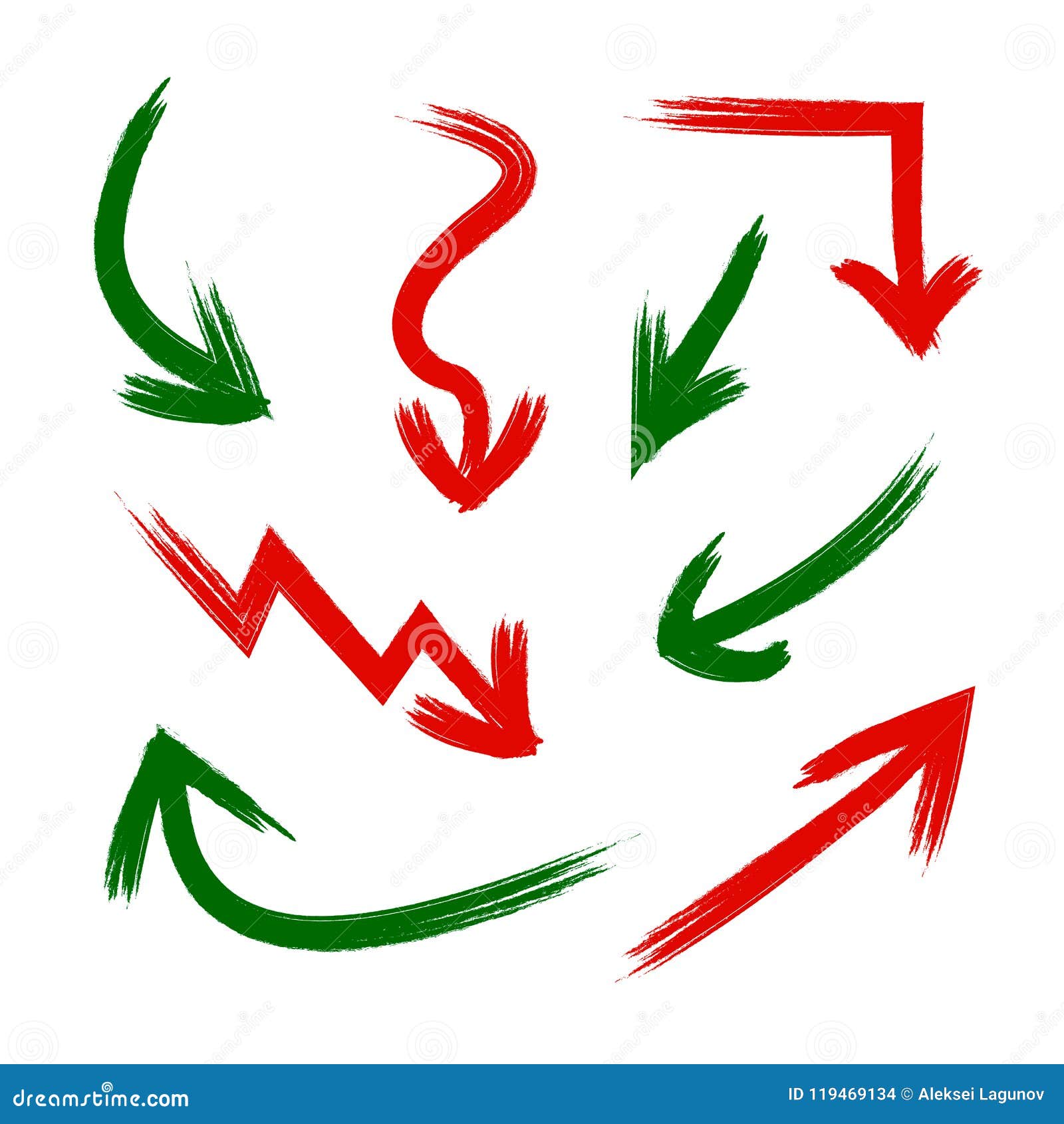 Vector Set of Grunge Arrows, Presentation Elements, Red and Green ...