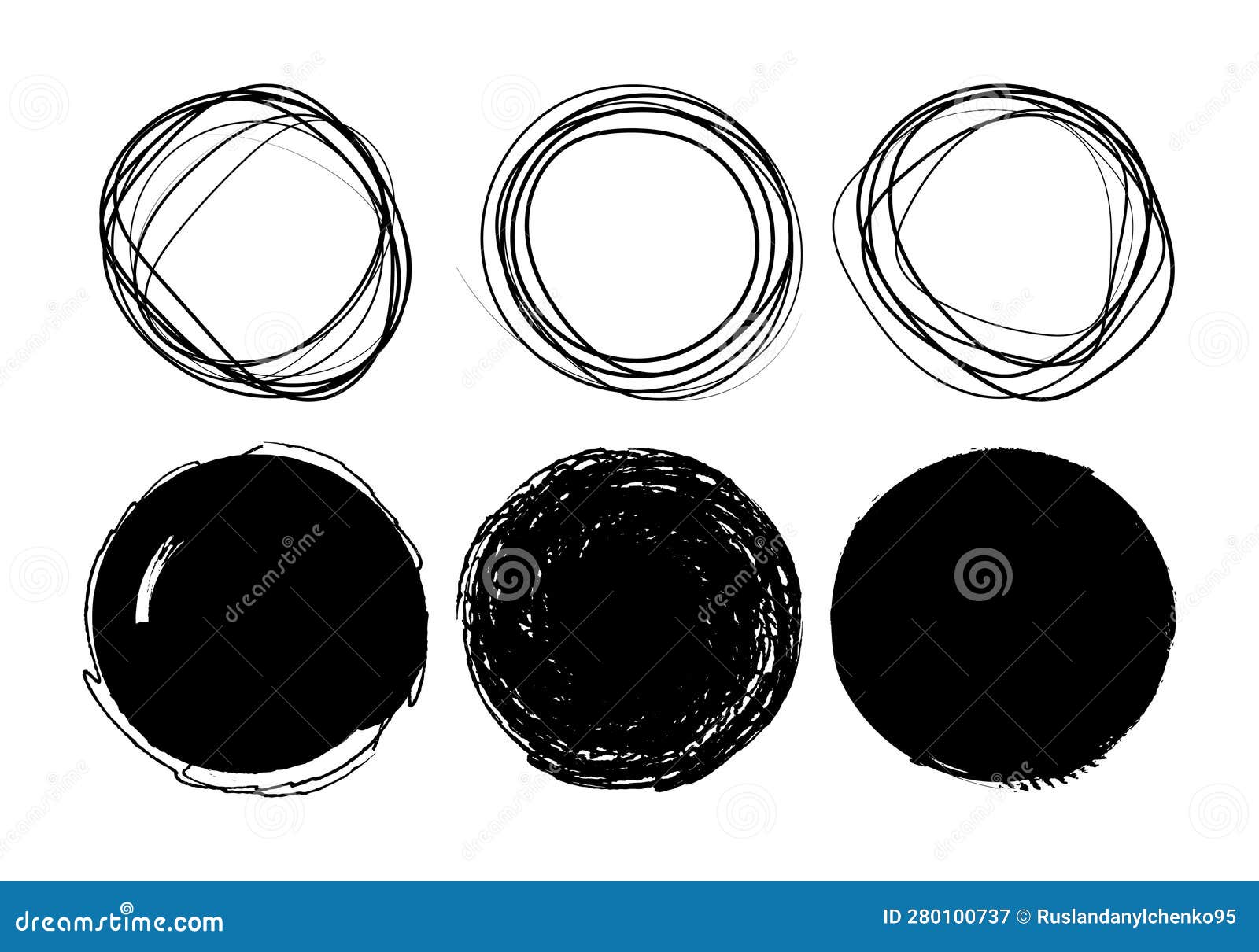 Vector Set of Grunge Circle on a White Background. Round Shape for ...