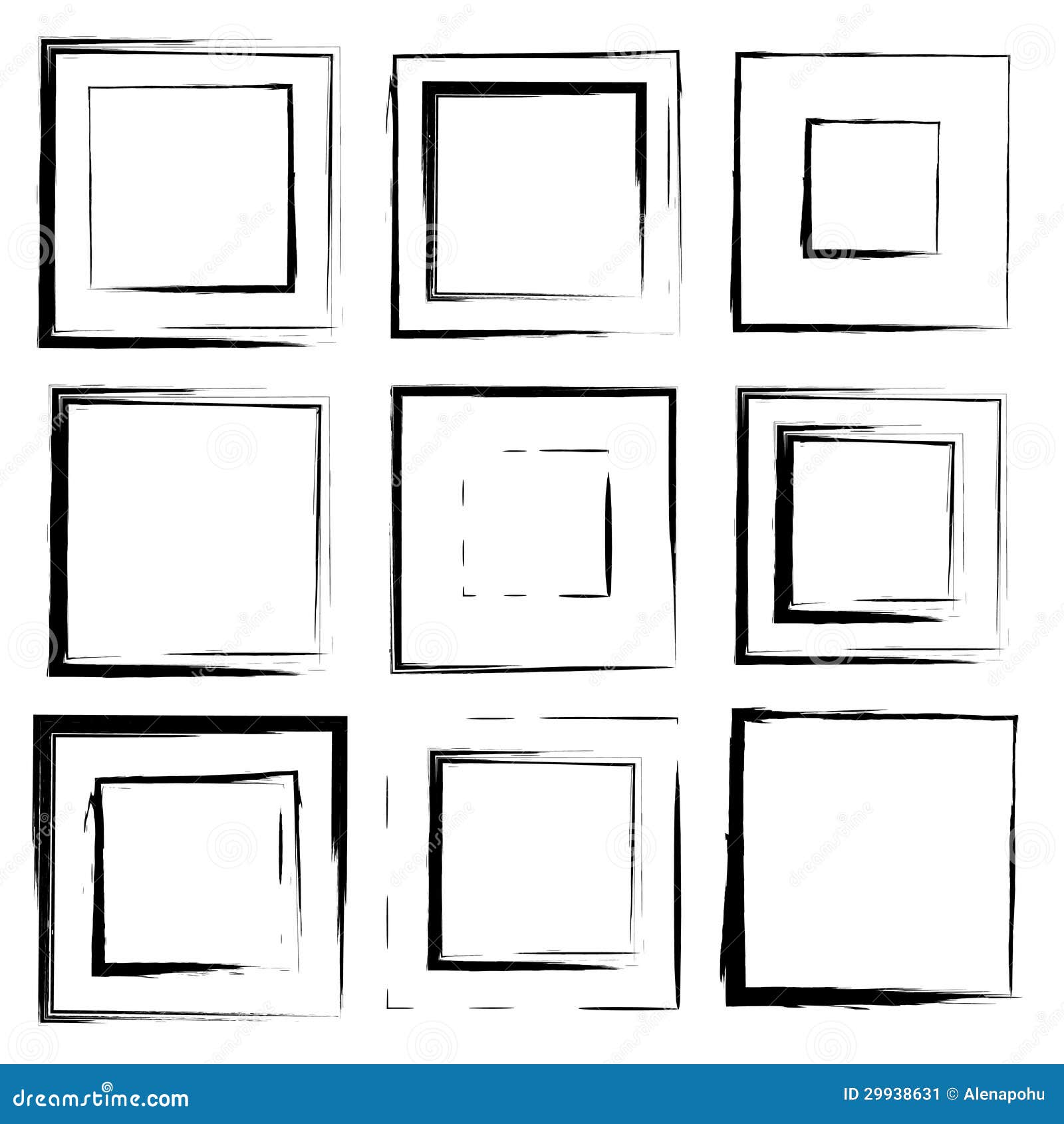 Vector Set of Grunge Square Brush Strokes Stock Vector - Illustration ...