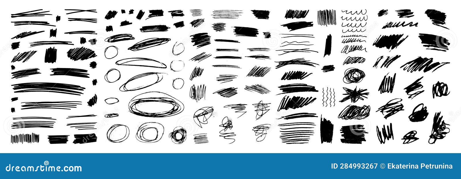 Vector Set of Grungy Graphic Elements. Street Art Texture Hand Drawn ...