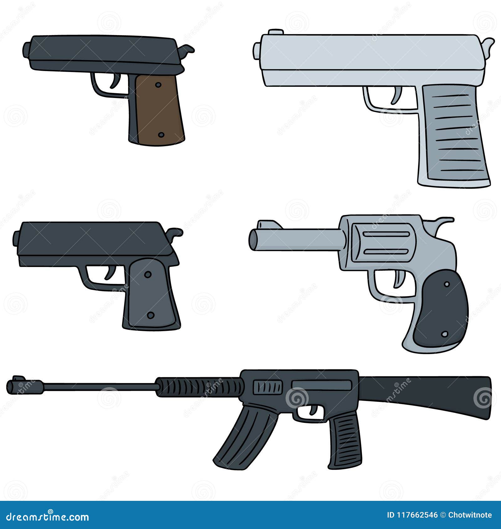 Vector set of gun stock vector. Illustration of comic - 117662546