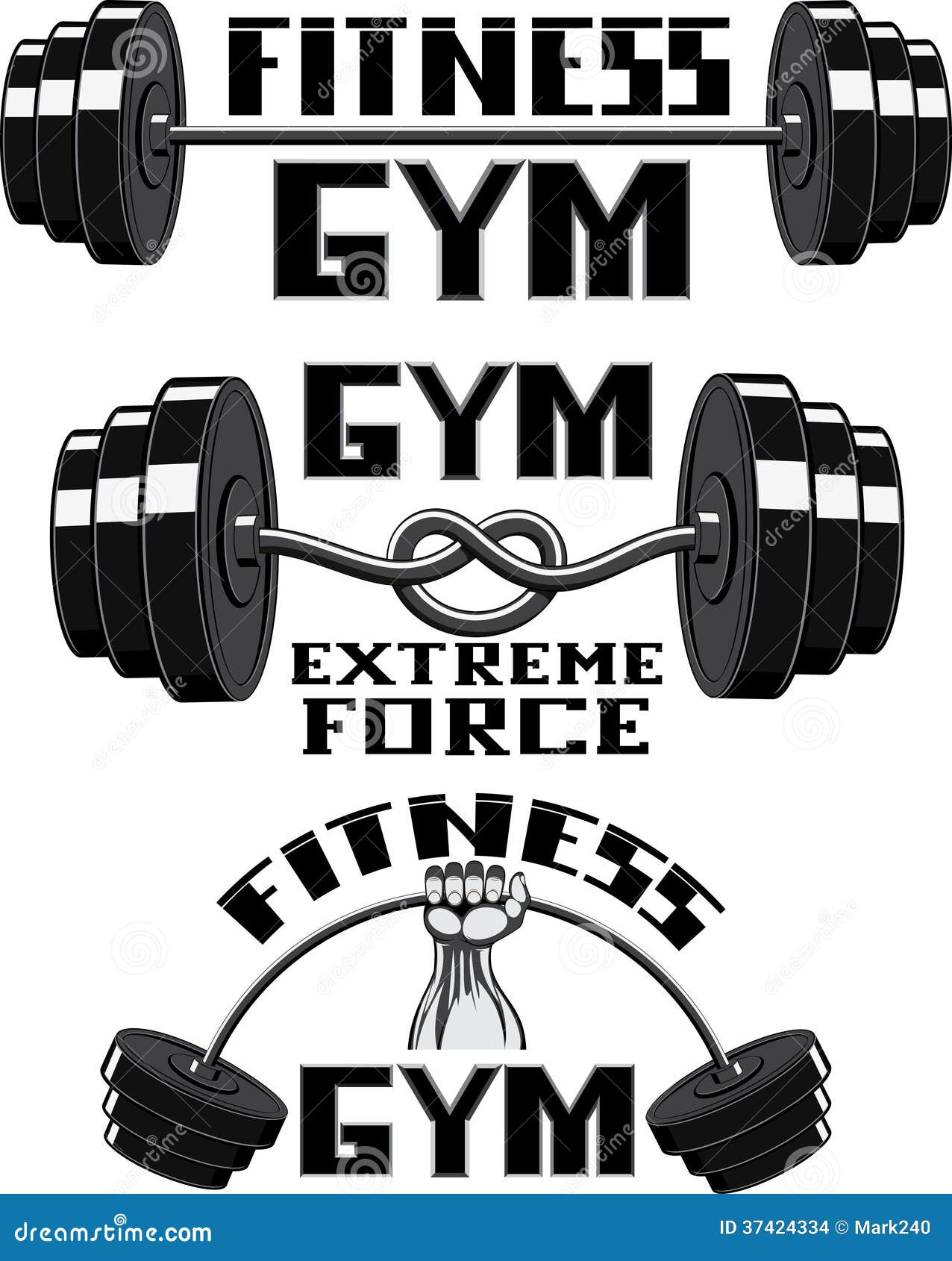 Vector set: gym stock vector. Illustration of logo, bench - 37424334
