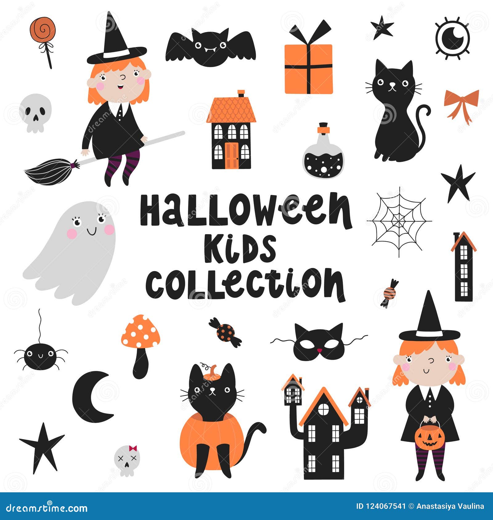 Vector Set with Halloween Kids Collection Stock Illustration ...