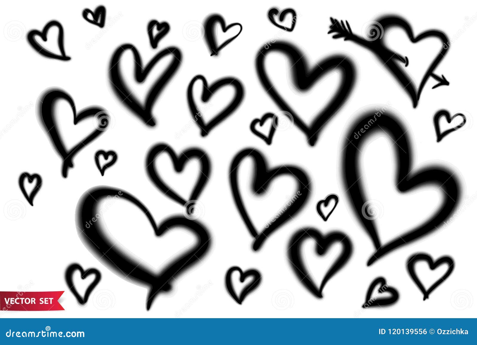 Vector Set of Hand Drawn Airbrush Symbols. Various Shape and Size Hand ... Vector Set of Hand Drawn Airbrush Symbols. Various Shape and Size Hand ...