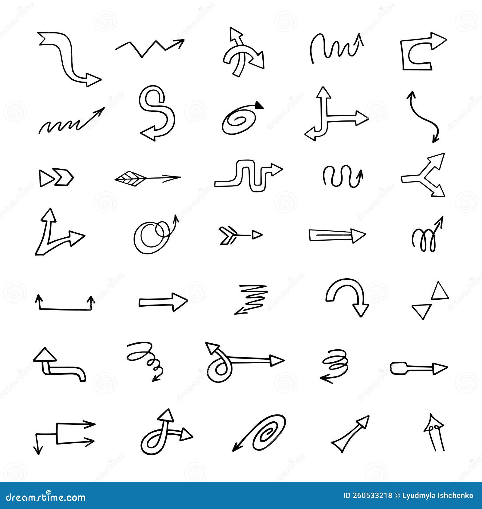Arrows Flat Symbols Set, Signs Collection Stock Vector - Illustration ...