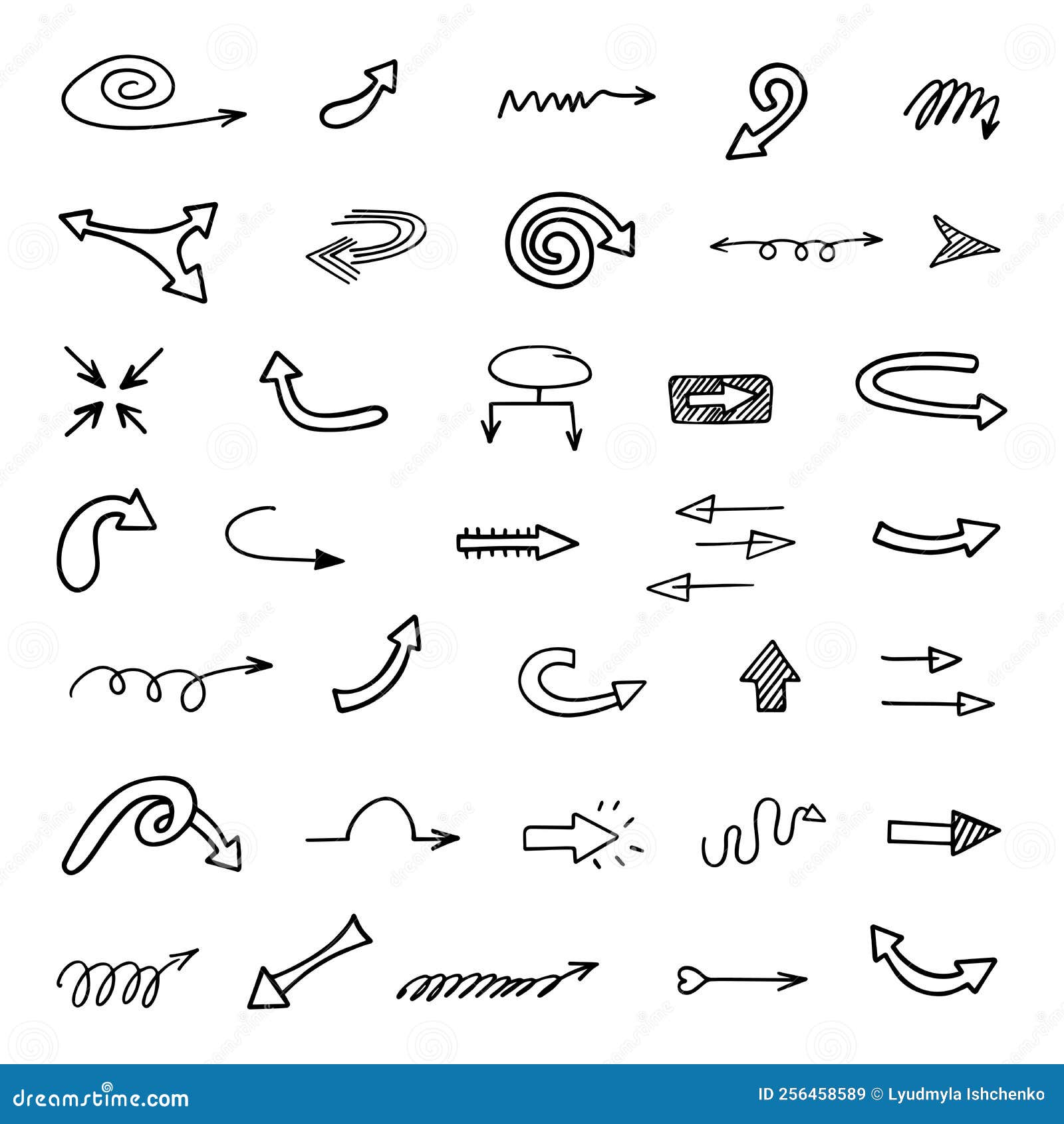 Vector Set of Hand Drawn Arrows, Elements for Presentation Stock Vector ...
