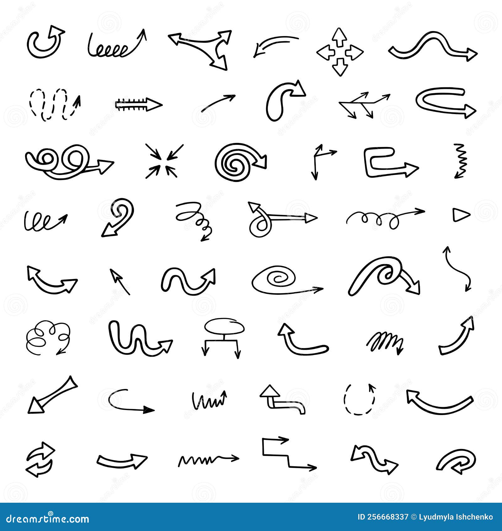 Vector Collection of Arrow Signs, Set of Hand Drawn Elements Stock ...