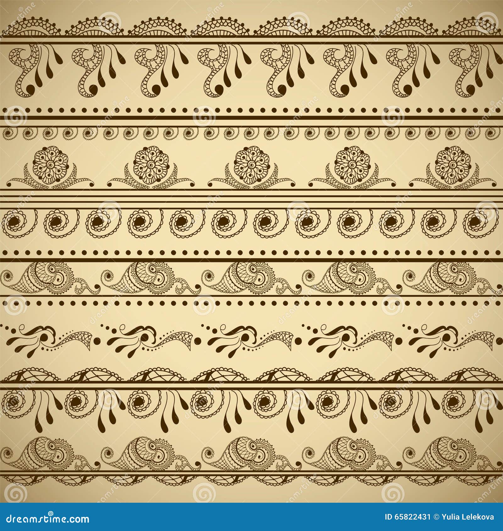 Vector Set of Hand Drawn Borders in Ethnic Indian Style. Collection of ...