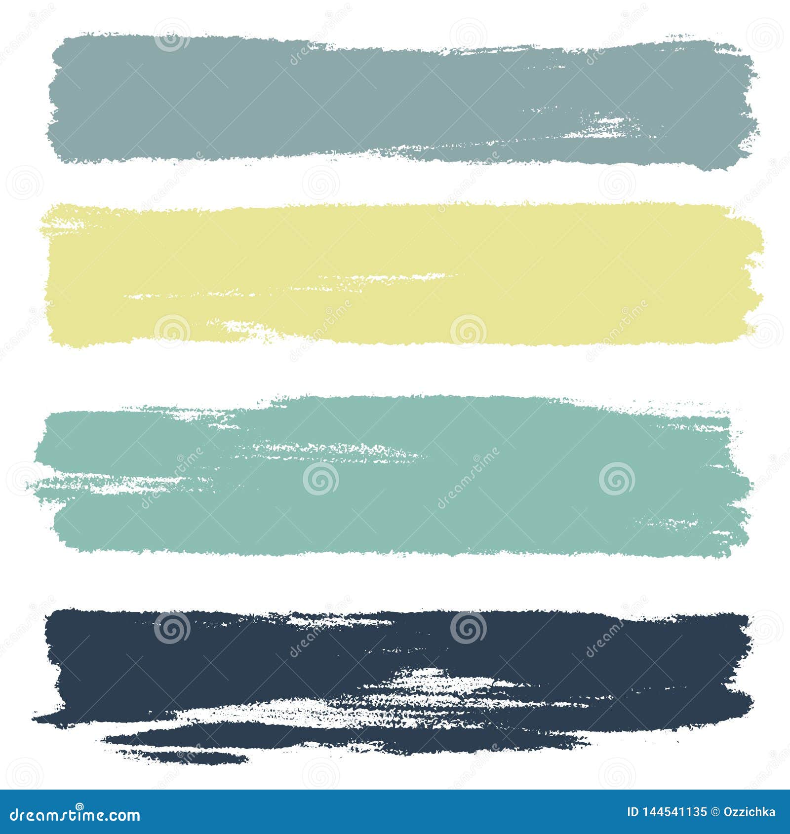 Vector Set of Hand Drawn Brush Strokes, Horizontal Stains for Backdrops ...