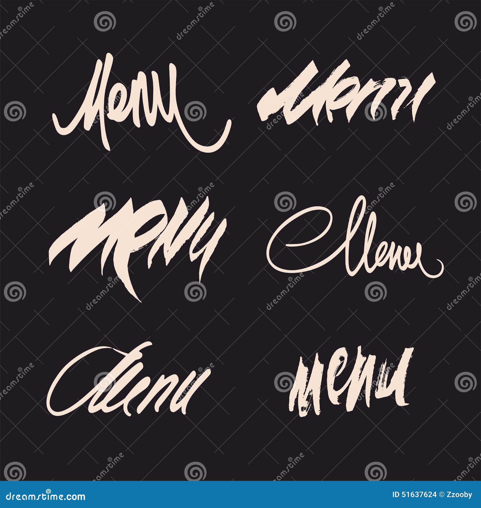 Vector Set of Hand Drawn Calligraphic Menu Headlines. Stock Vector ...