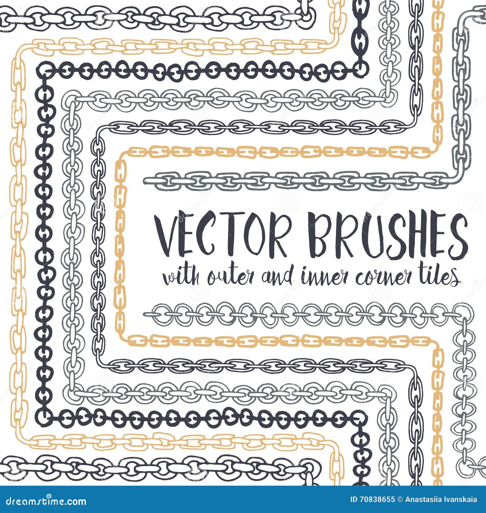 Vector Set of 8 Hand Drawn Chain Pattern Brushes Stock Vector ...