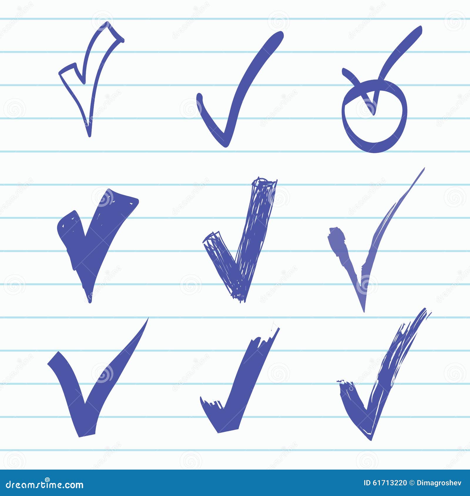 Vector Set of Hand-drawn Check Stock Illustration - Illustration of ...