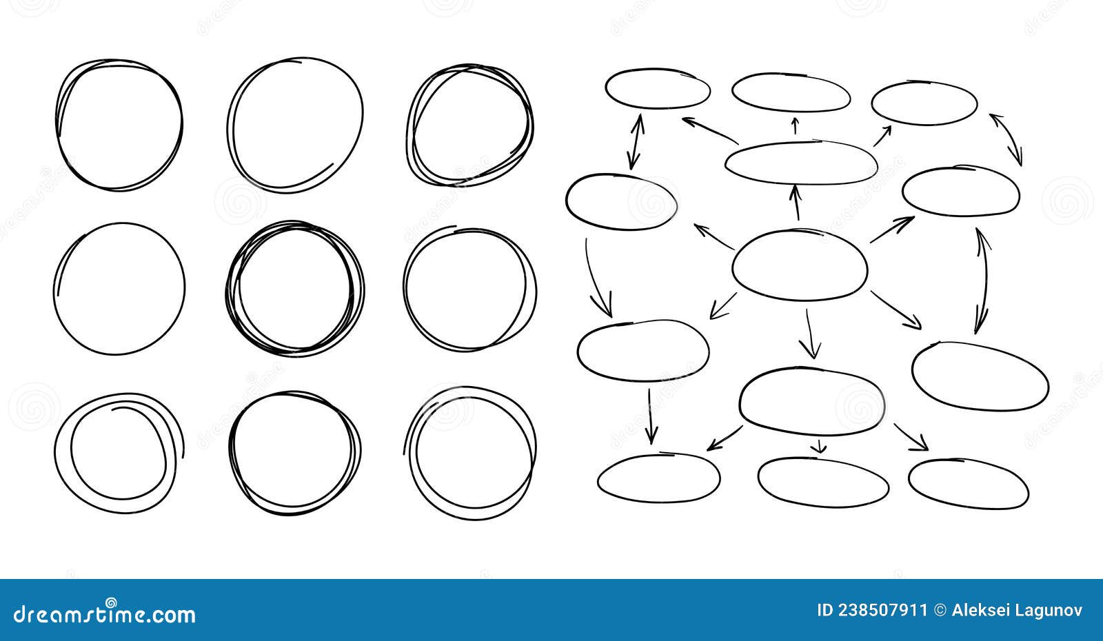 Vector Set of Hand Drawn Circles and Planning Background Template ...