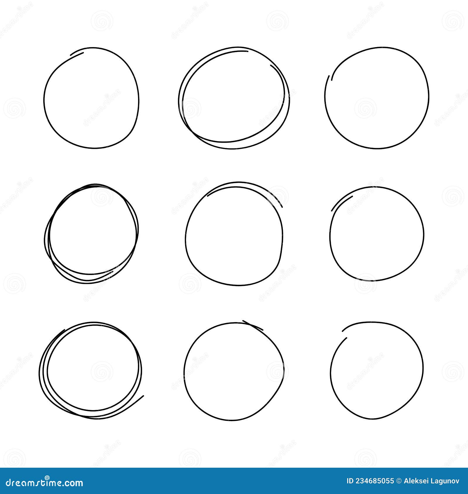 Vector Set of Hand Drawn Circles, Round Frames Collection. Stock Vector ...