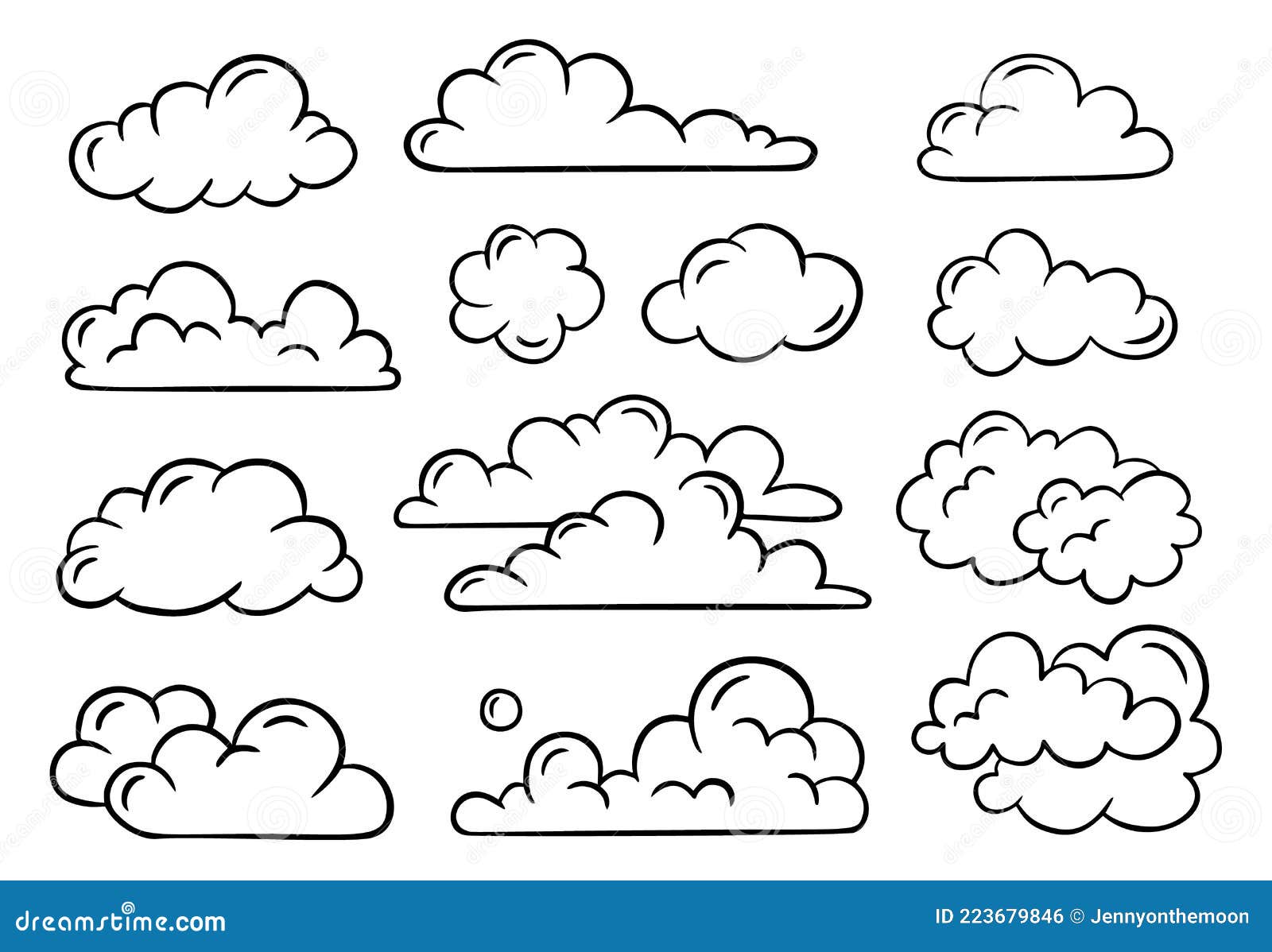 Vector Set of Hand-drawn Clouds. Hand-drawn, Doodle Elements Isolated ...