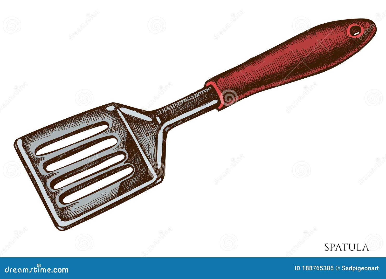 Vector Set of Hand Drawn Colored Spatula Stock Vector - Illustration of ...