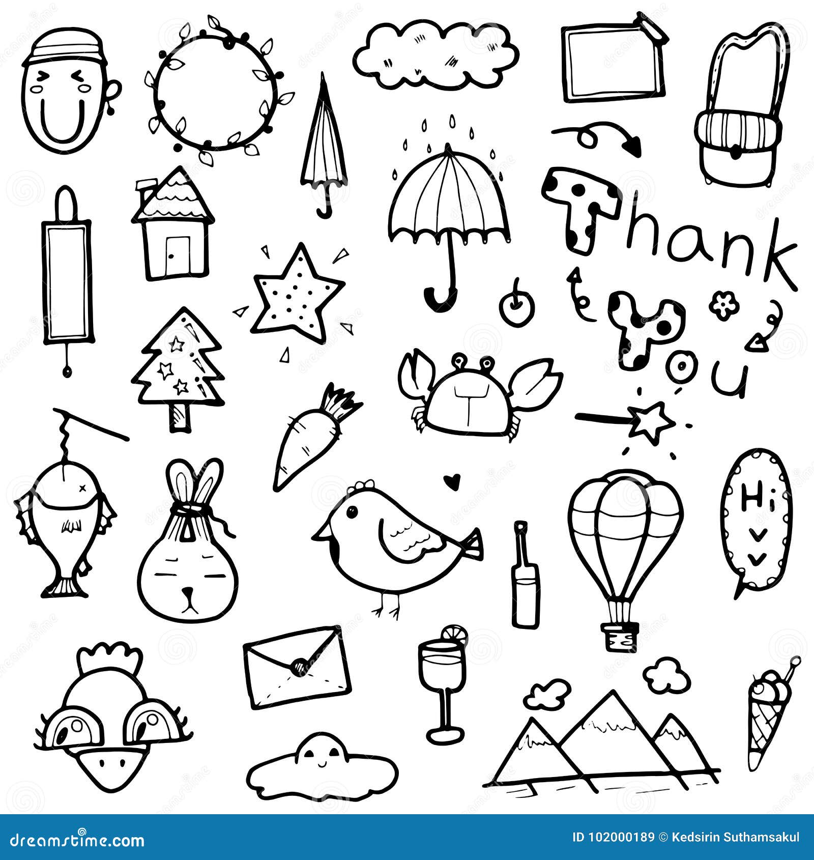Hand Drawn Cute Doodles Collection Elements Vector Illustration of ... Hand Drawn Cute Doodles Collection Elements Vector Illustration of ...