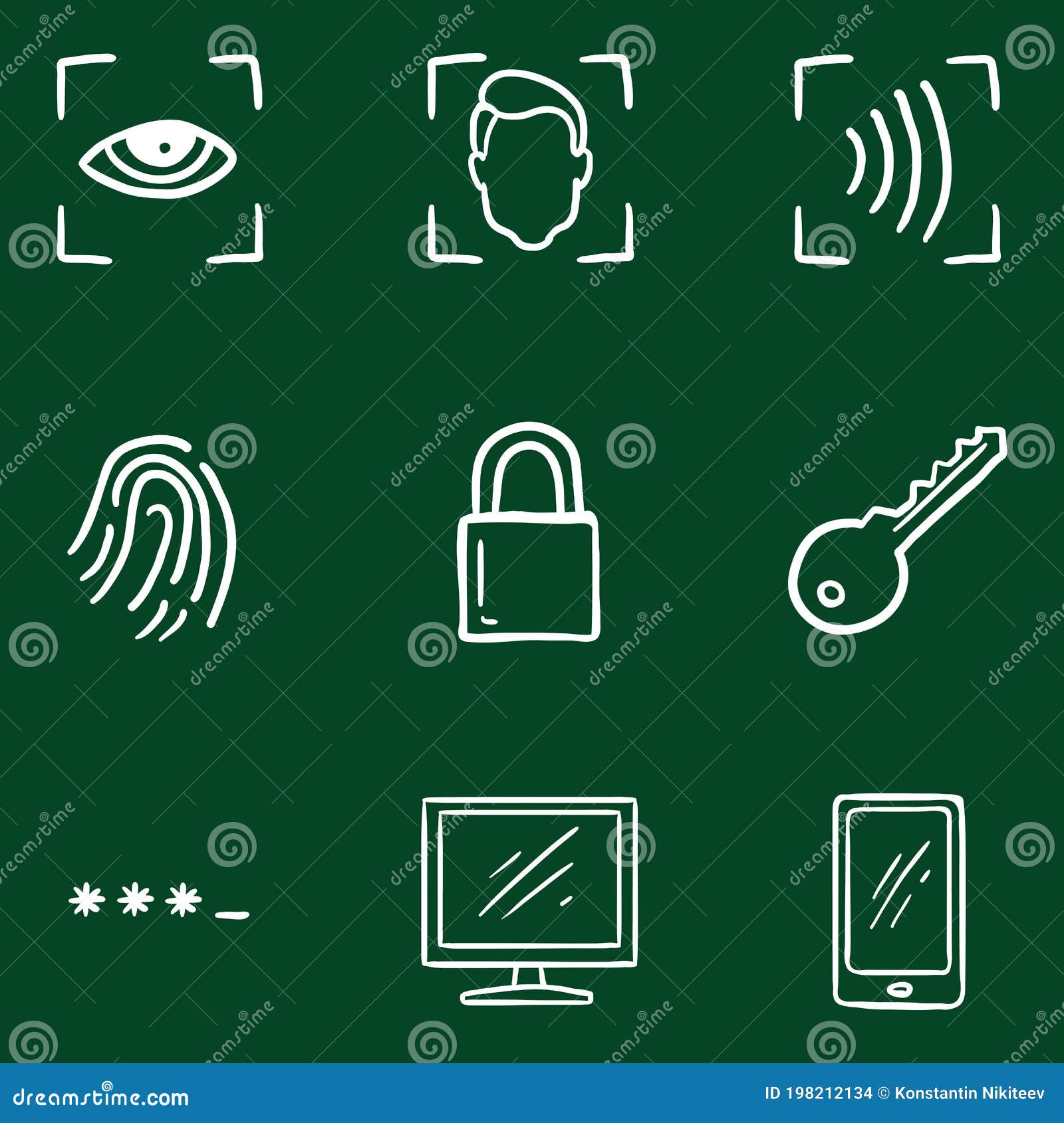 Vector Set of Hand Drawn Cyber Security Icons Stock Vector ...