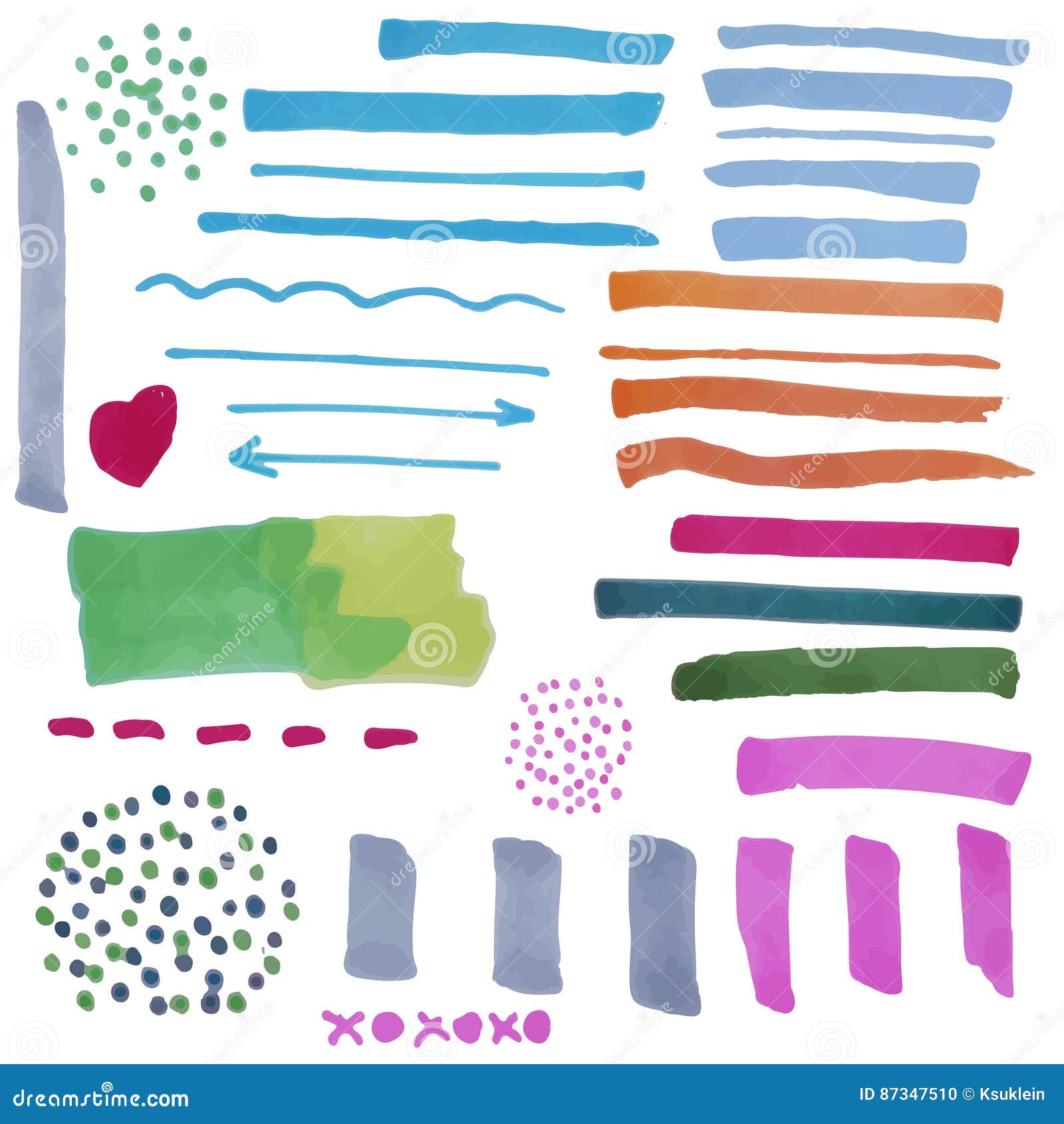 Vector Set of Hand Drawn Elements. Marker Strokes Stock Vector ...