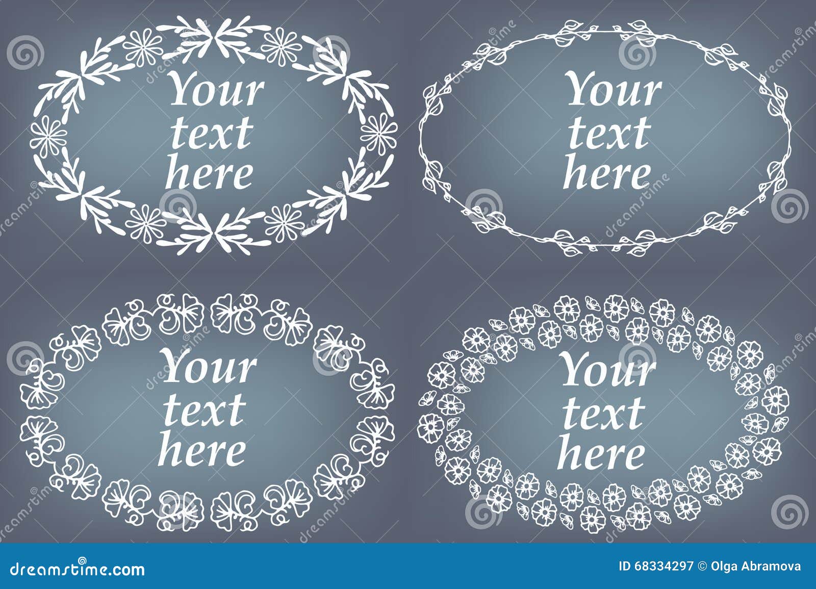 Vector Set of Hand Drawn Frames. Page Decorations with Floral Elements ...