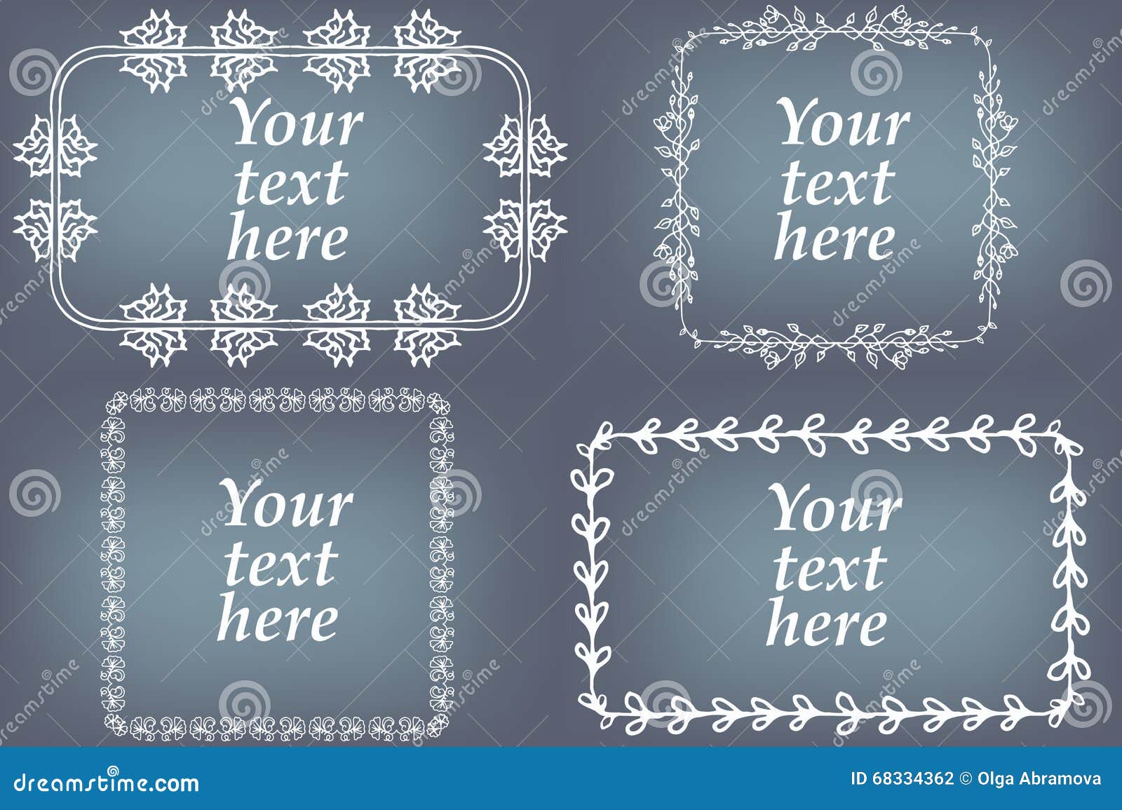 Vector Set of Hand Drawn Frames. Page Decorations with Floral Elements ...