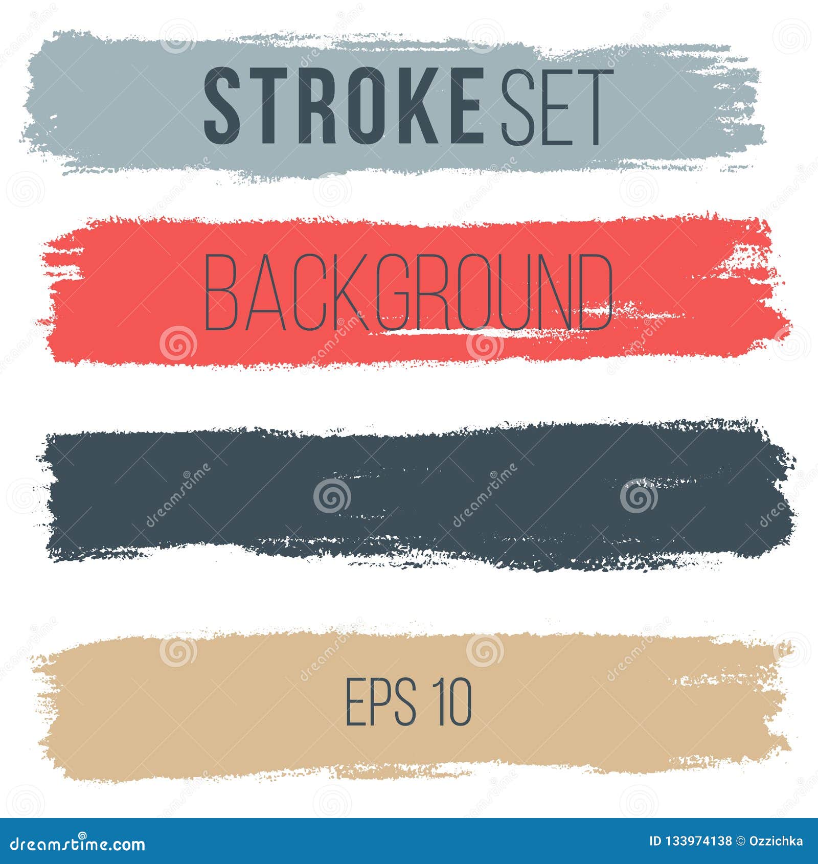 Vector Set of Hand Drawn Horizontal Brush Strokes, Stains for Backdrops ...