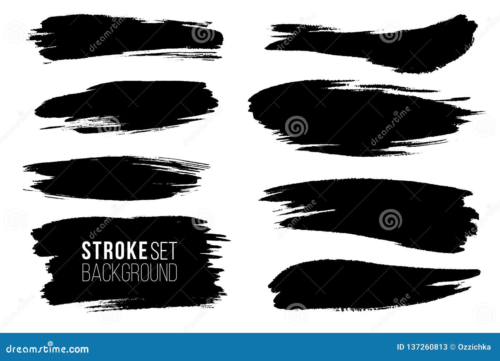 Vector Set of Hand Drawn Horizontal Brush Strokes, Stains for Backdrops ...