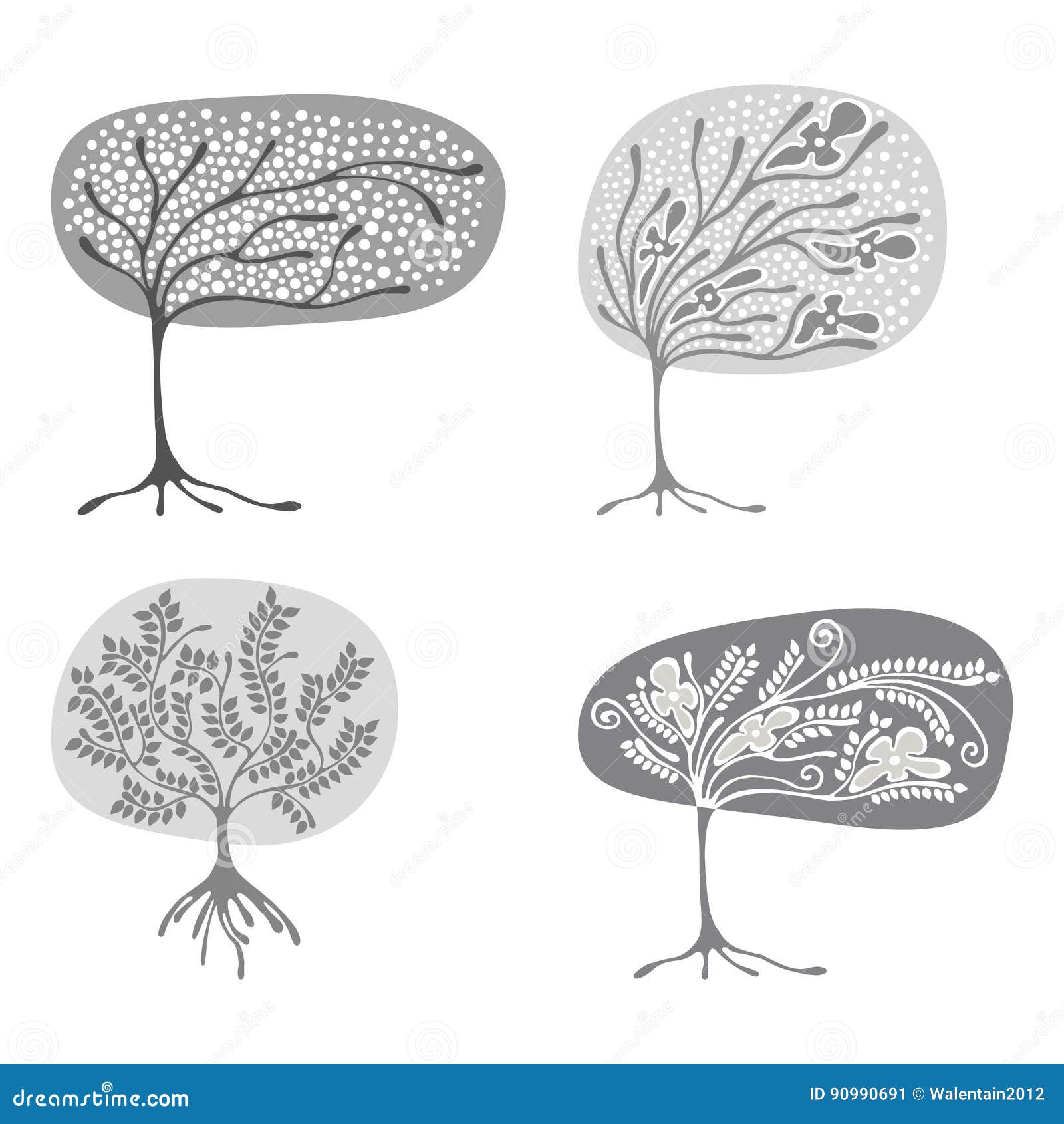 Vector Set of Hand Drawn Illustrations, Decorative Ornamental Stylized ...