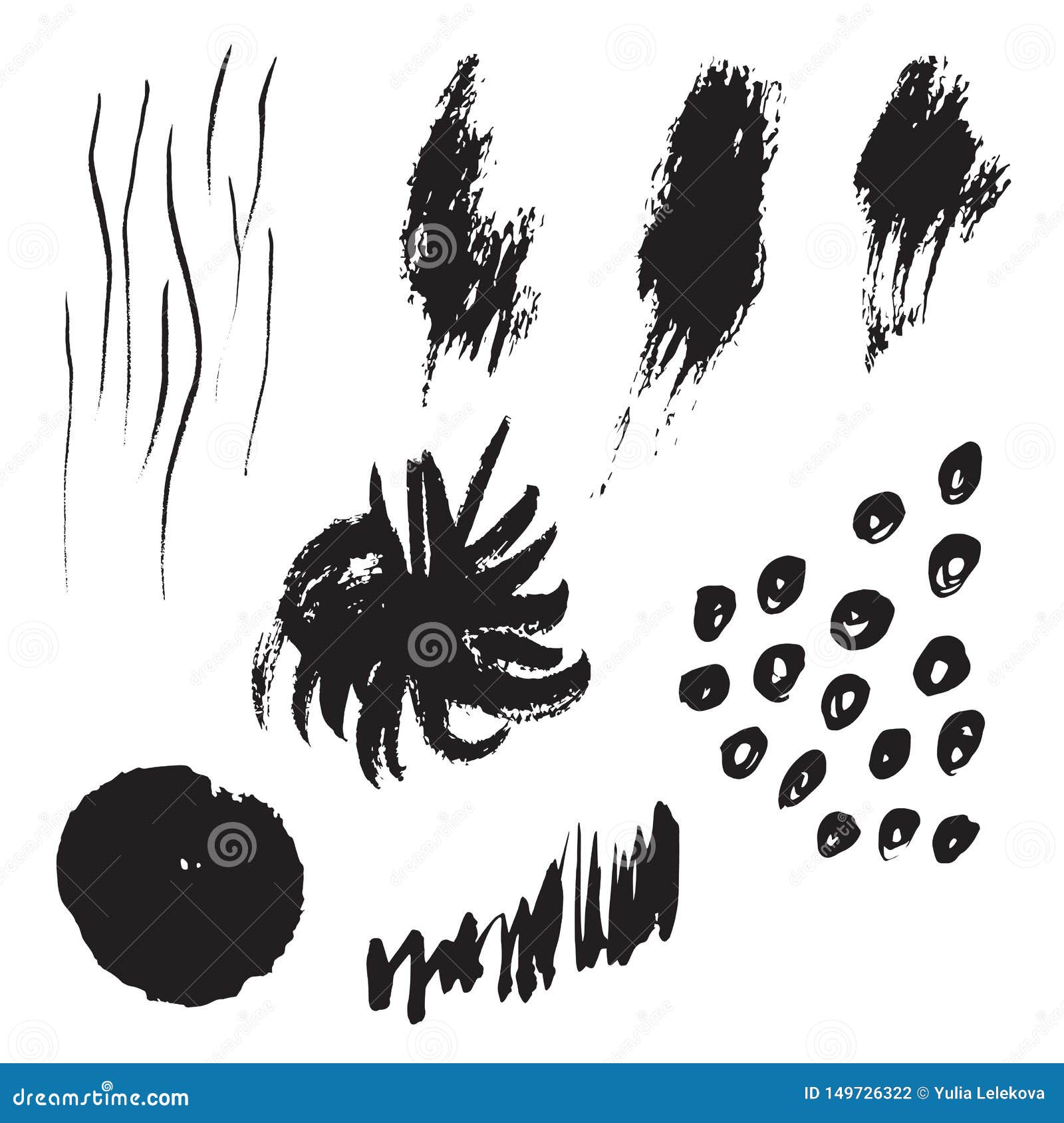 Vector Set of Hand Drawn Ink Elements. Collection of Terms for Creative ...