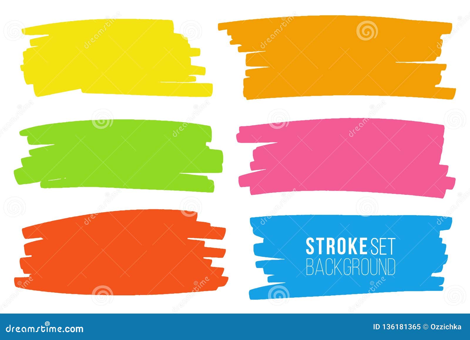 Vector Set of Hand Drawn Marker Strokes in Horizontal Rectangular Shape ...