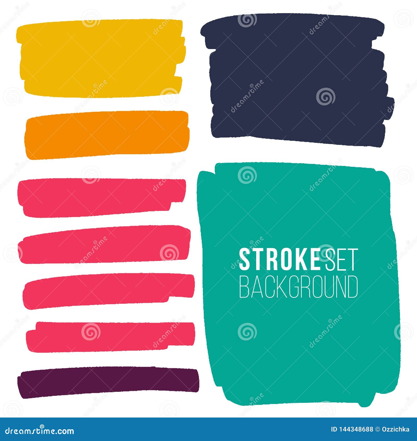 Vector Set of Hand Drawn Marker Strokes Various Rectangular Shape for ...