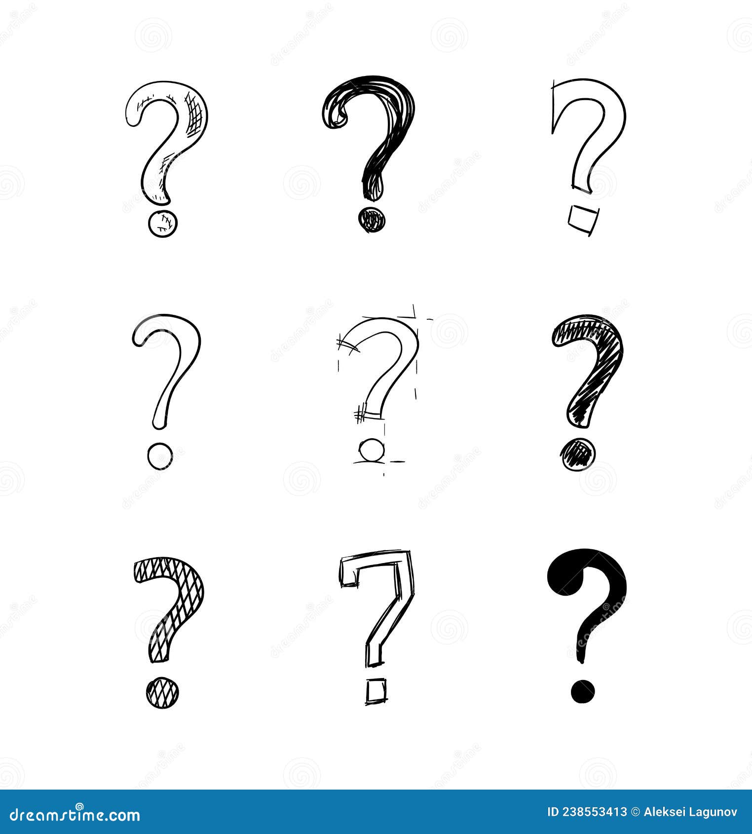 Vector Set of Hand Drawn Questions Marks Isolated on White Background ...