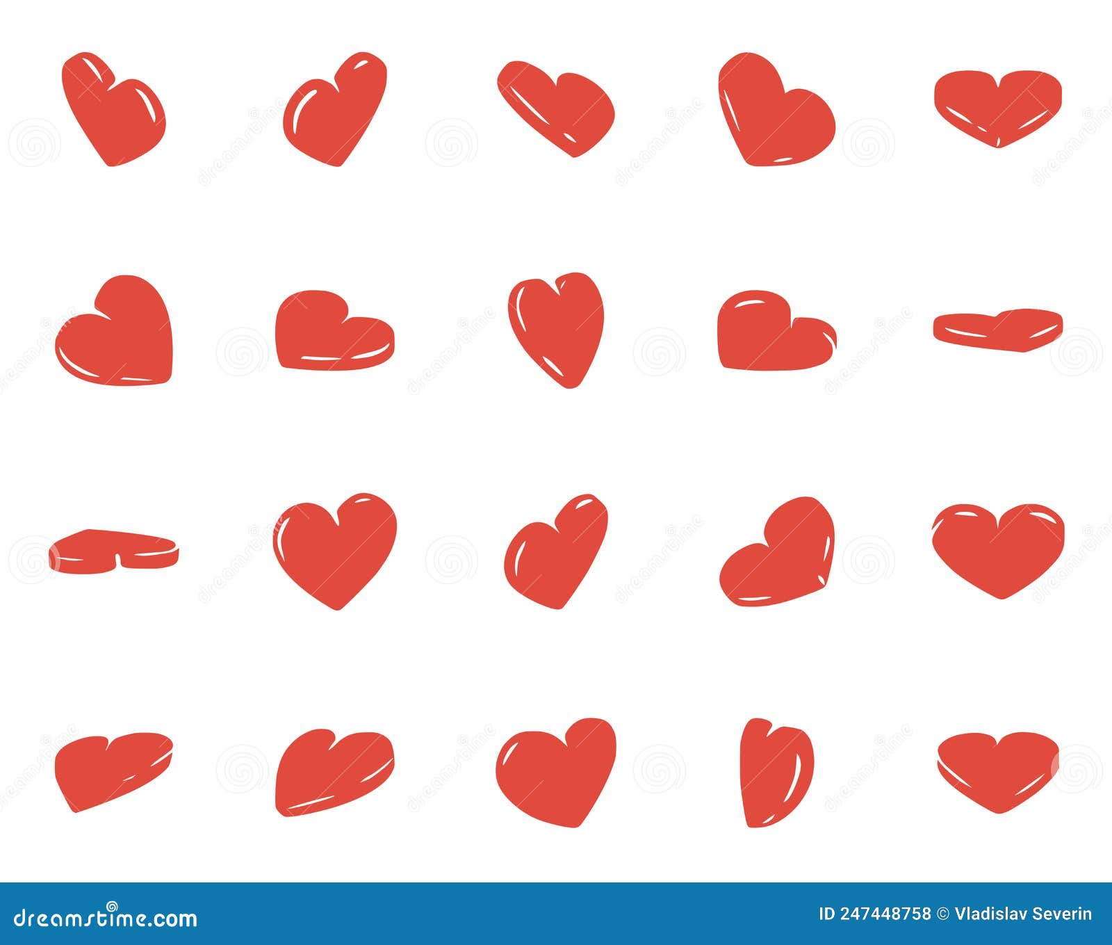 Vector Set of Hand Drawn Red Heart Symbols Stock Illustration ...