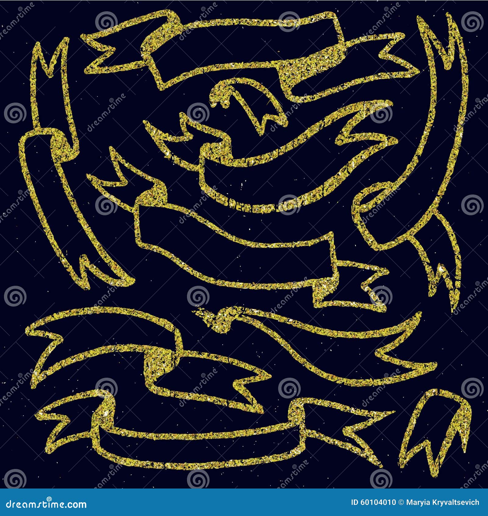 Vector Set of Hand Drawn Ribbons Stock Vector - Illustration of ...