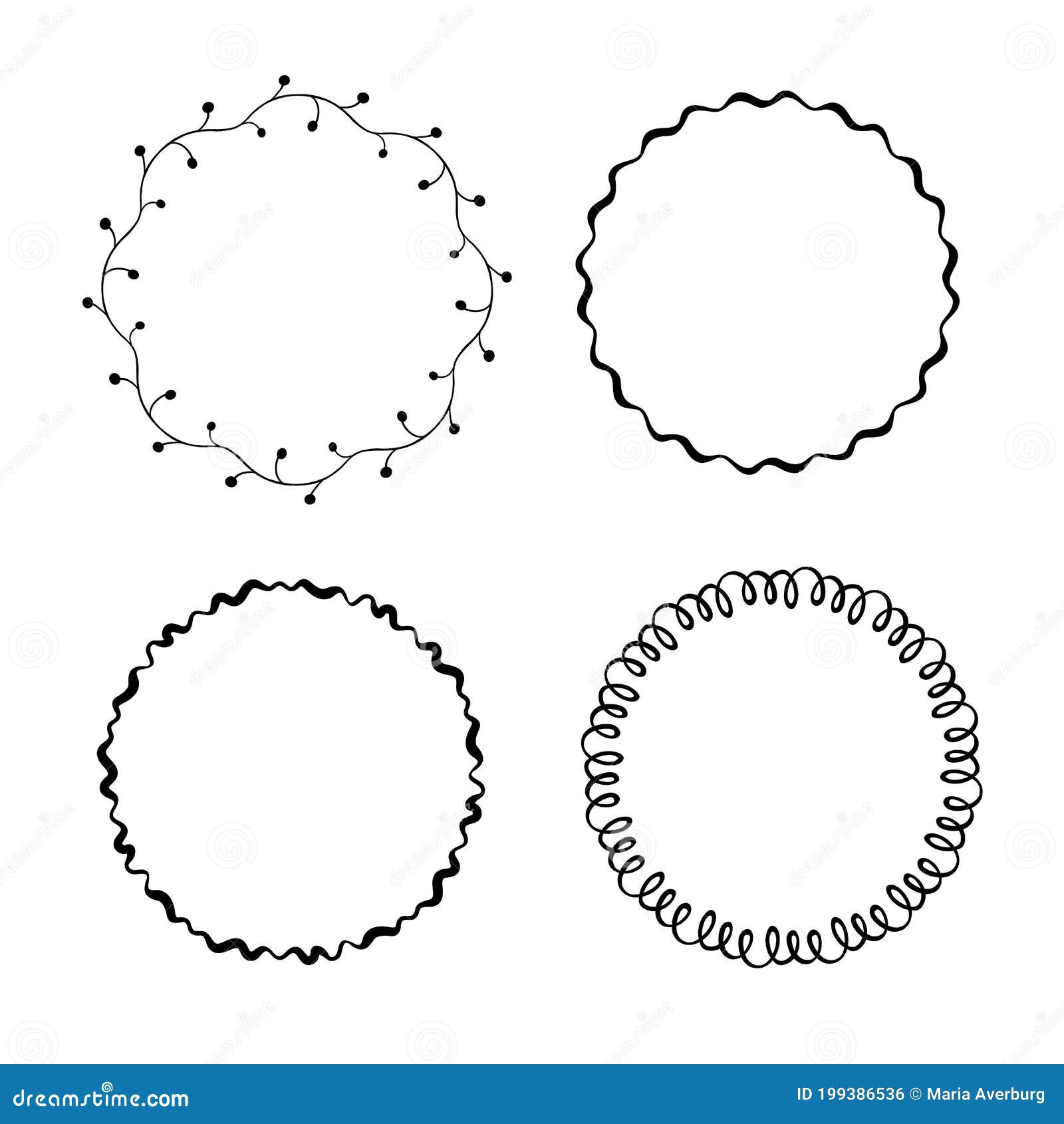 Vector Set of Hand Drawn Round Frames. Vector Isolated Illustration ...