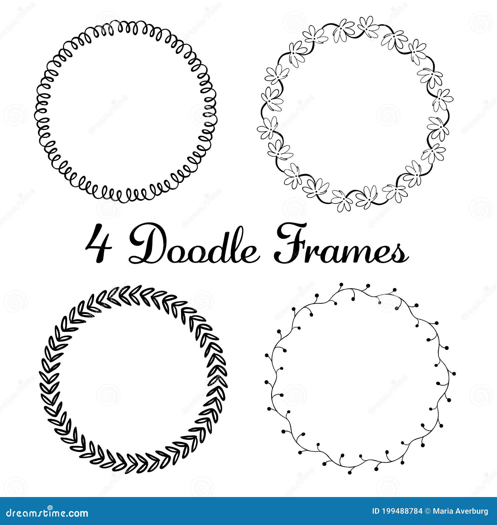 Vector Set of Hand Drawn Round Frames. Vector Isolated Illustration ...