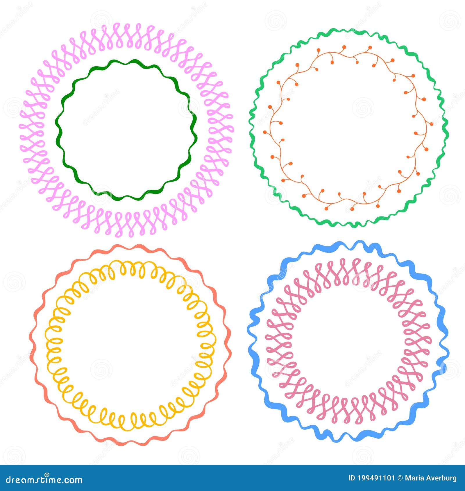 Vector Set of Hand Drawn Round Frames. Vector Isolated Illustration ...