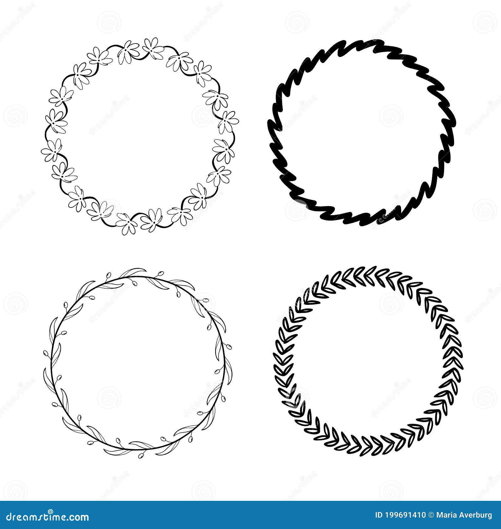 Vector Set of Hand Drawn Round Frames. Vector Isolated Illustration ...