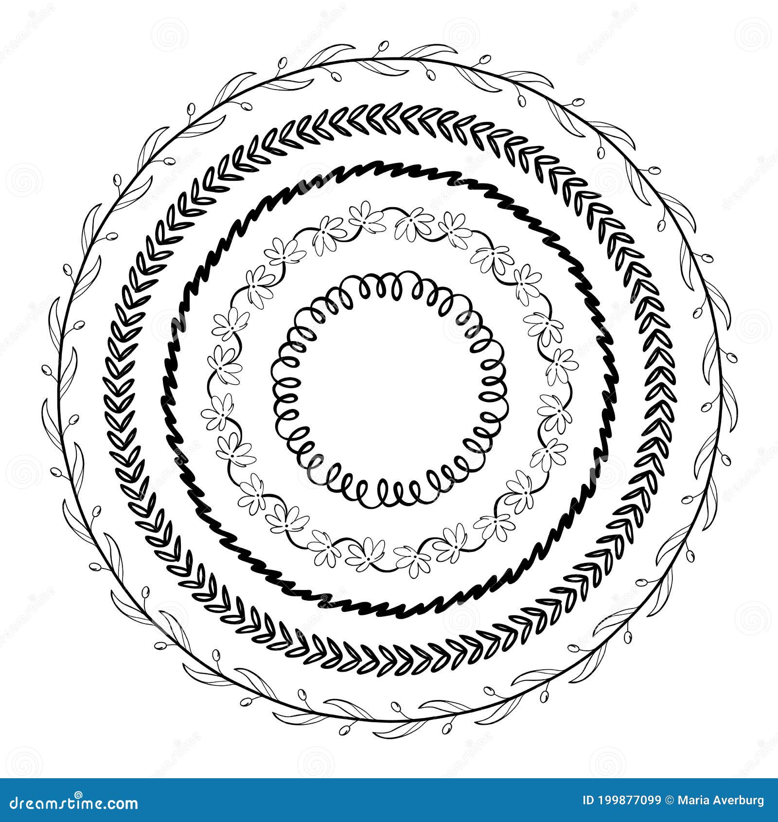 Vector Set of Hand Drawn Round Frames. Vector Isolated Illustration ...