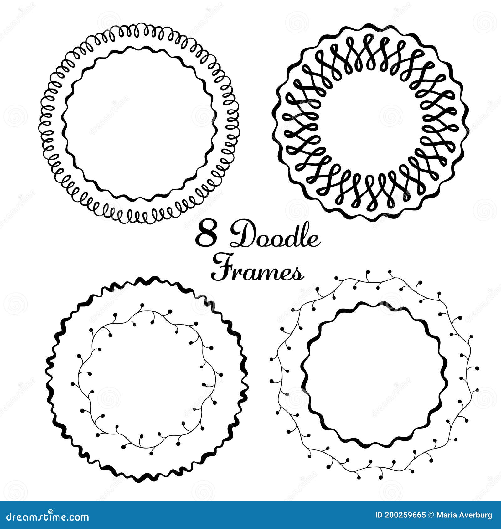 Vector Set of Hand Drawn Round Frames. Vector Isolated Illustration ...