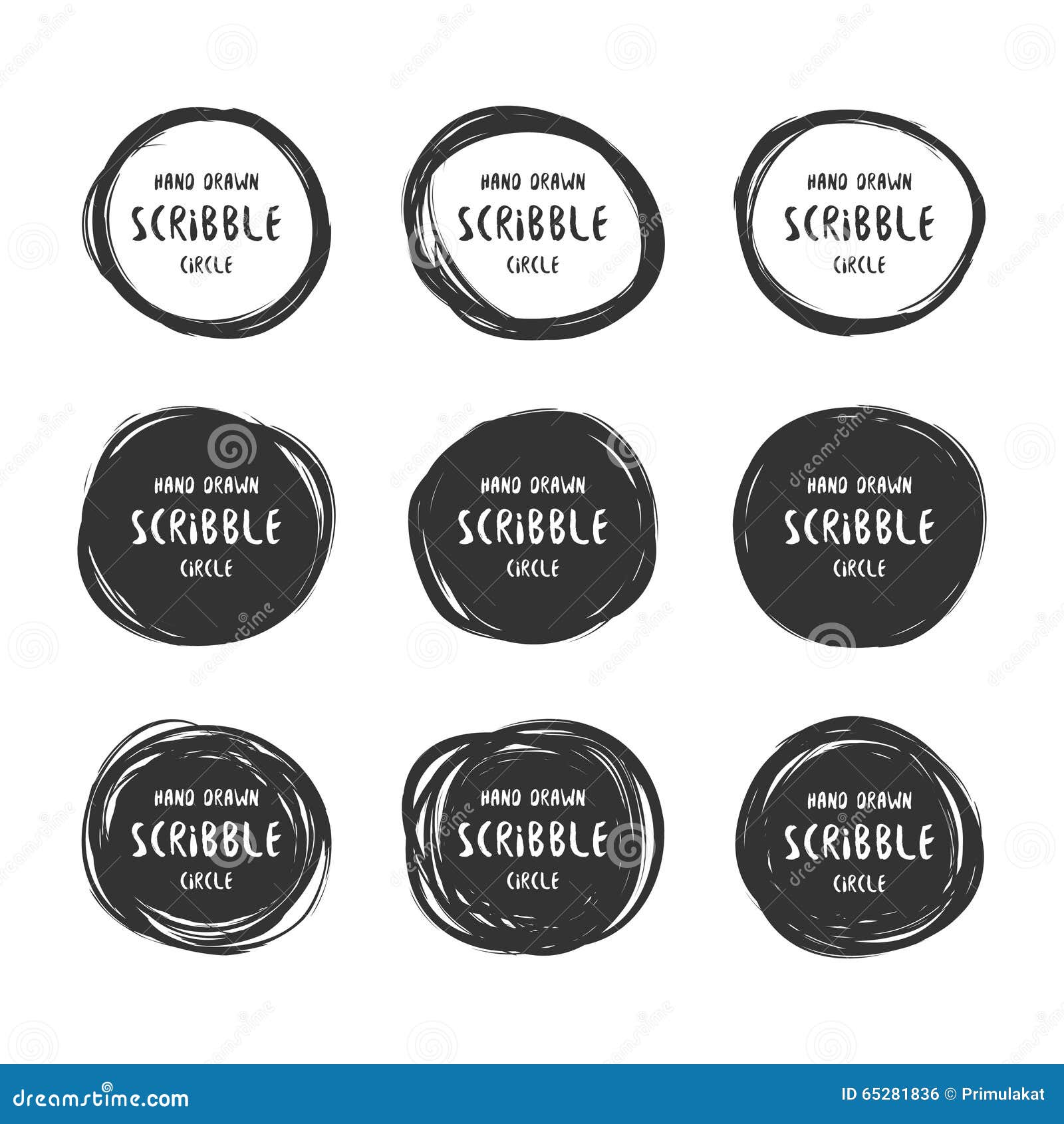 Vector Set of 9 Hand Drawn Scribble Circles Logo Stock Vector ...