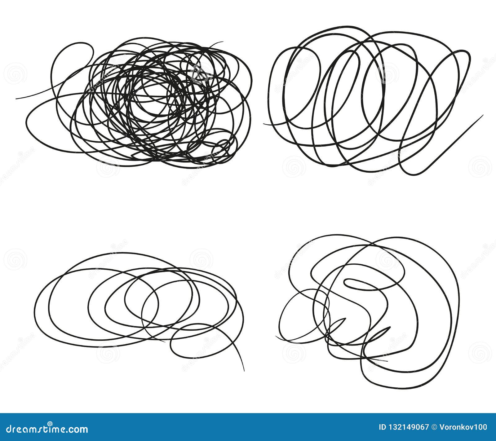 Vector Set of Hand-drawn Scribble Line Shape. Sketch Style Doodle ...