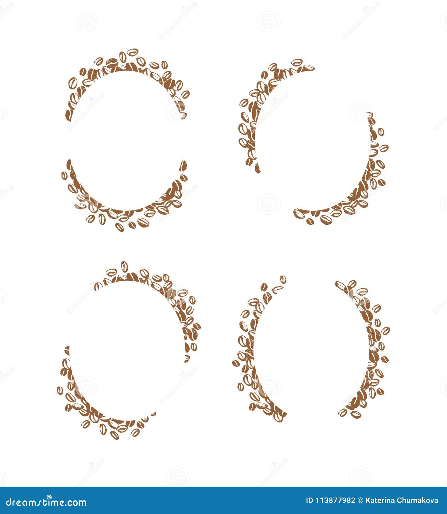 Vector Set Of Hand Drawn Simple Frames Made With Coffee Beans Isolated ...