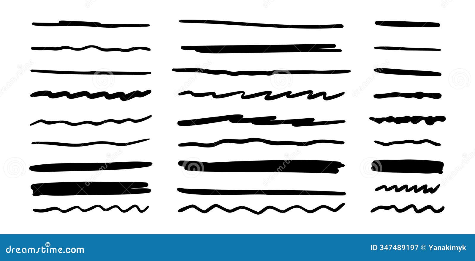 Vector Set of Hand Drawn Underline. Doodle Lines Set Stock Vector ...