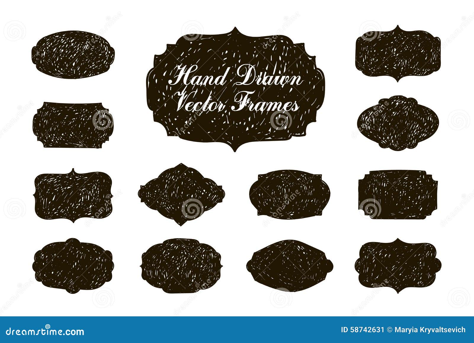 Vector Set of Hand Drawn Vintage Stickers, Frames Stock Vector ...