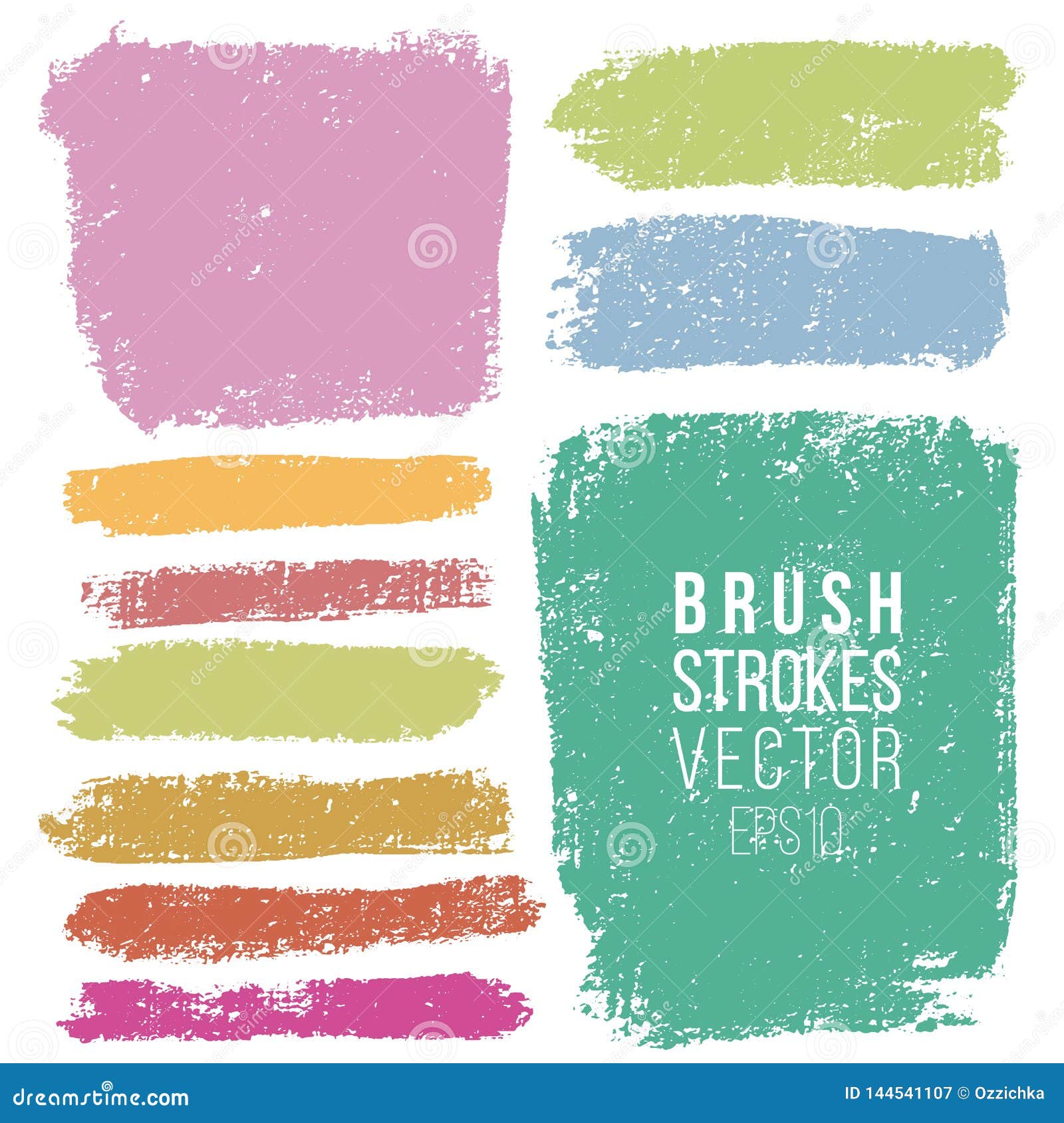 Vector Set of Hand Drawn Wax Crayon Strokes Various Rectangular Shape ...